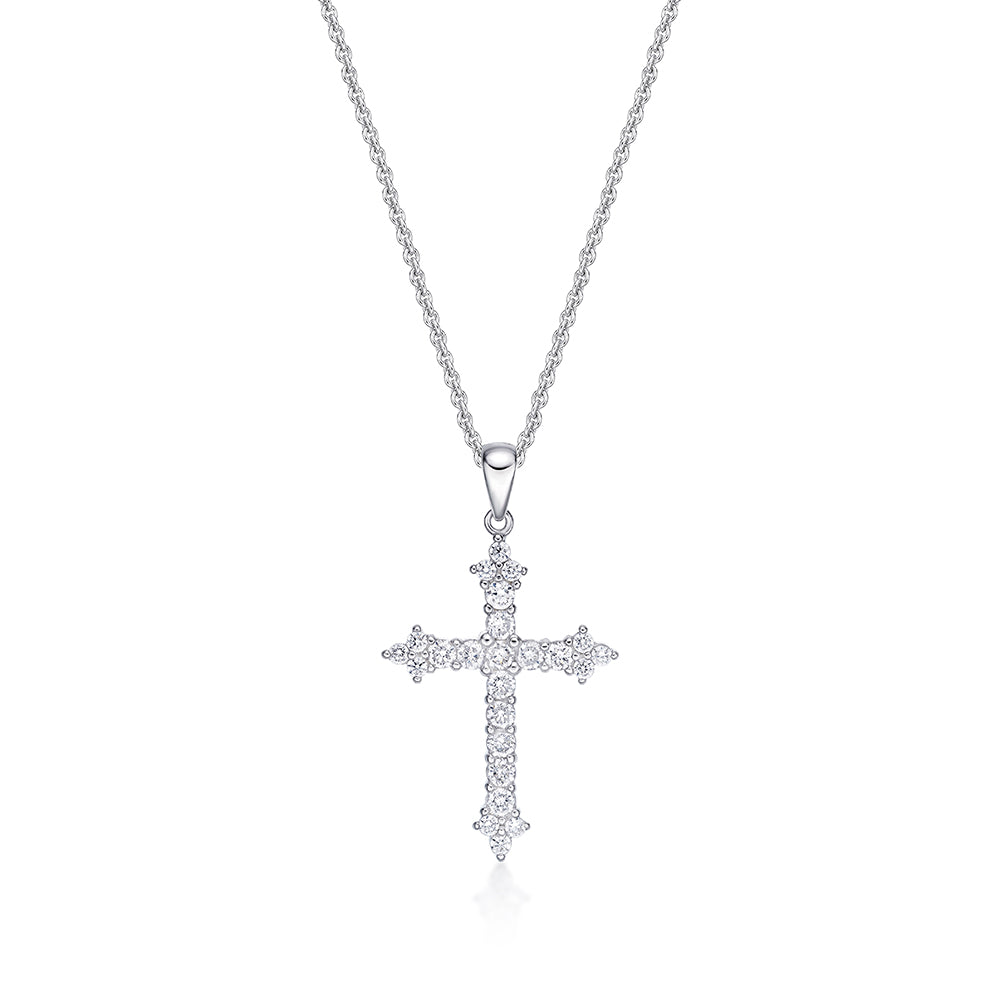 Arabella CZ STERLING SILVER CROSS WITH CHAIN – Arabella Jewellers